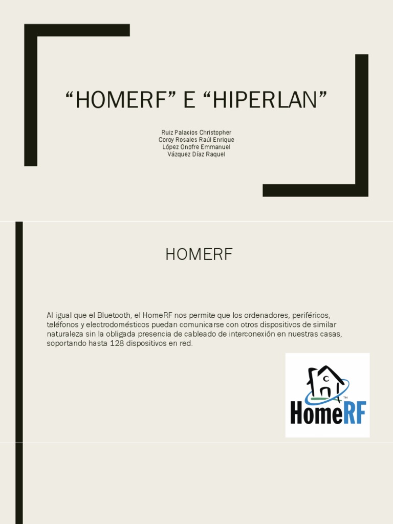 HomeRF y HIPERLAN: Tecnologías Inalámbricas | PDF | Ieee 802.11 ...