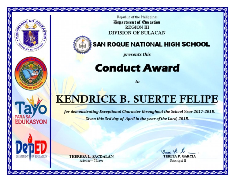 Conduct Award Certificate | PDF