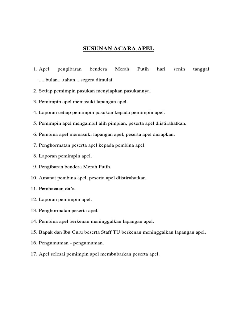 Susunan Acara Apel | PDF