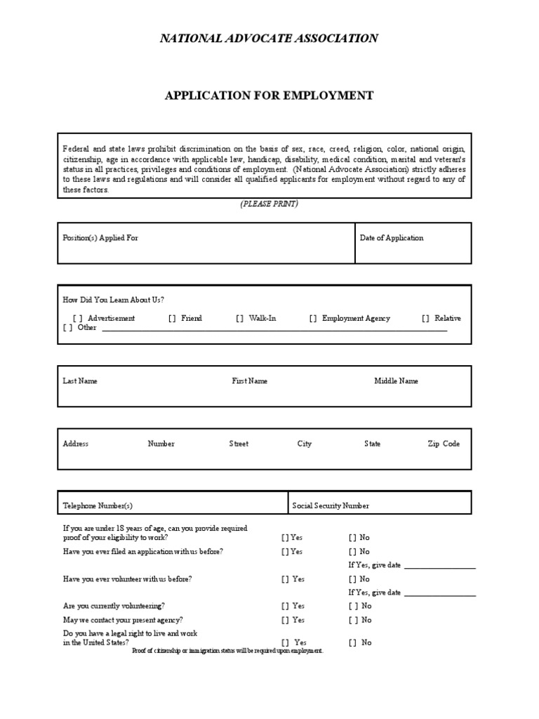 Application For Employment 096149 Revised | PDF | Nationality | Disability