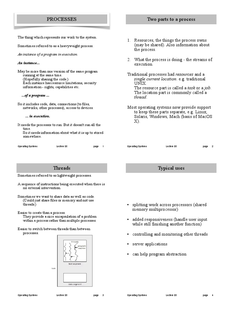 Processes Two Parts To A Process: An Instance of A Program in Execution | Download Free PDF ...