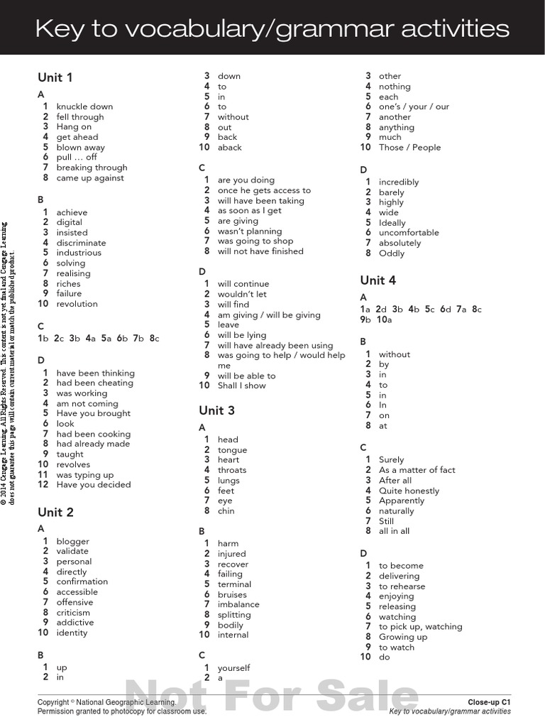 Close Up Vocab C1 | PDF