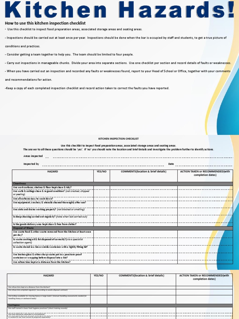 How To Use This Kitchen Inspection Checklist | PDF | Refrigerator | Kitchen