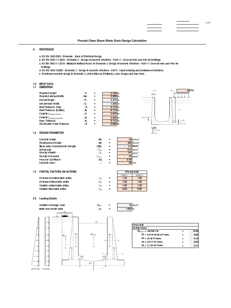 Precast Storm Water Drain Design Guide | PDF | Bending | Fracture