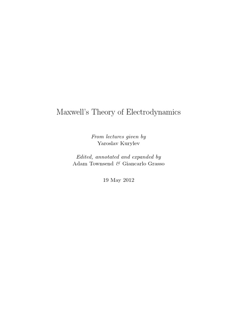 Maxwells Theory Notes | PDF | Distribution (Mathematics) | Continuous ...