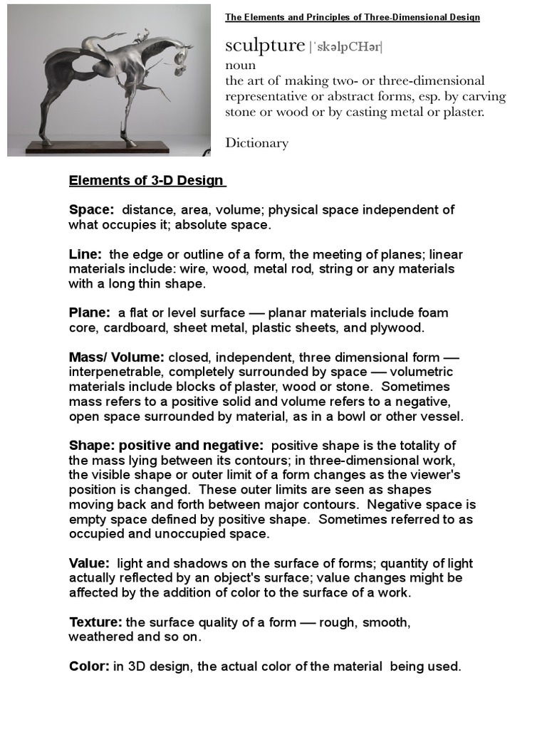 Elements and Principles of 3D Design | PDF | Shape | Space