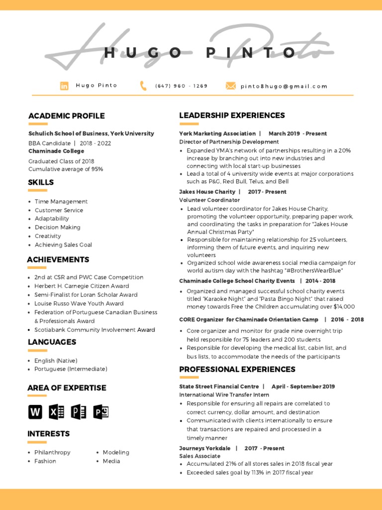 PWC Hugo Pintos Resume | PDF | Volunteering | Leadership