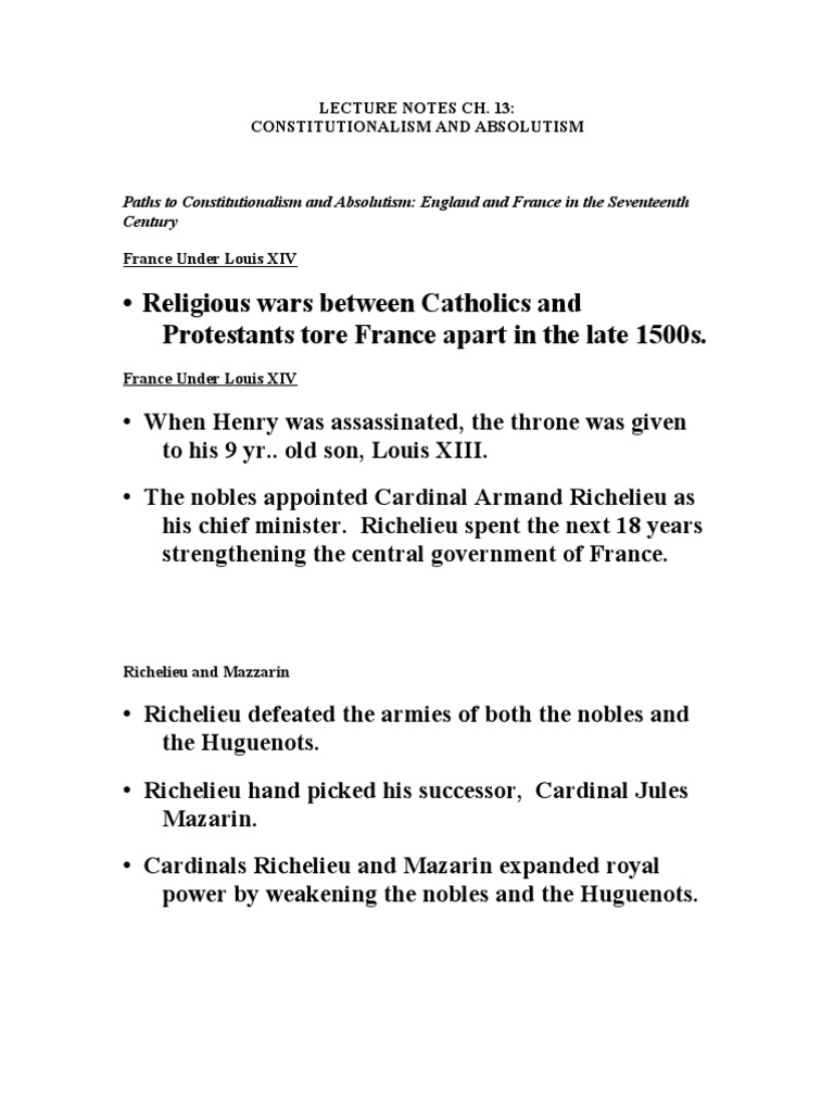 CH 13 Absolutism and Constitutionalism | PDF | Oliver Cromwell ...