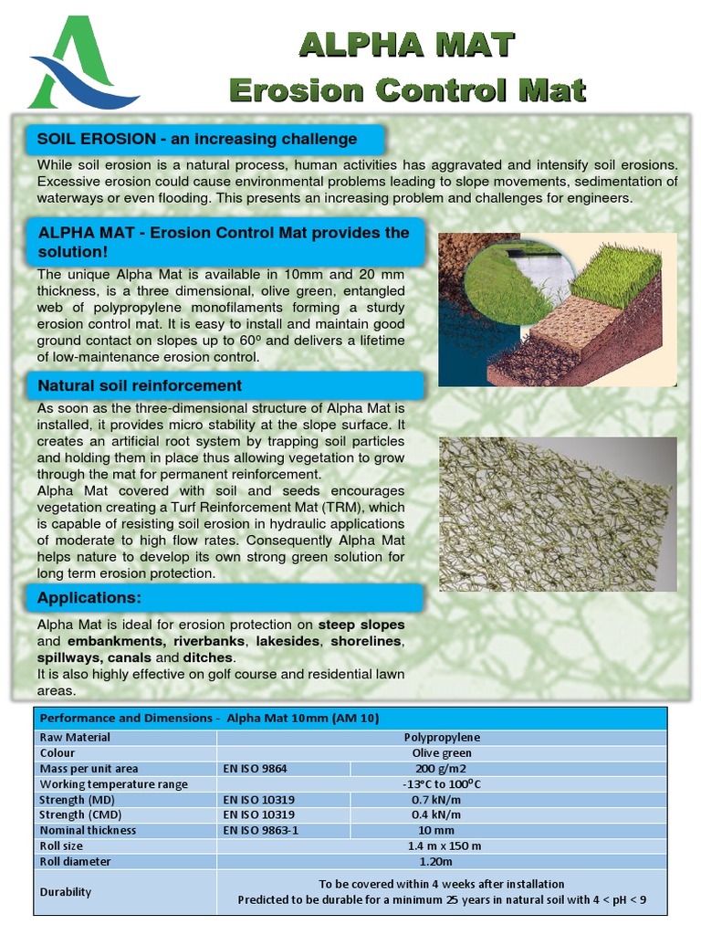 Alpha Mat 10mm Leaflet Rev02 | PDF | Erosion | Topsoil
