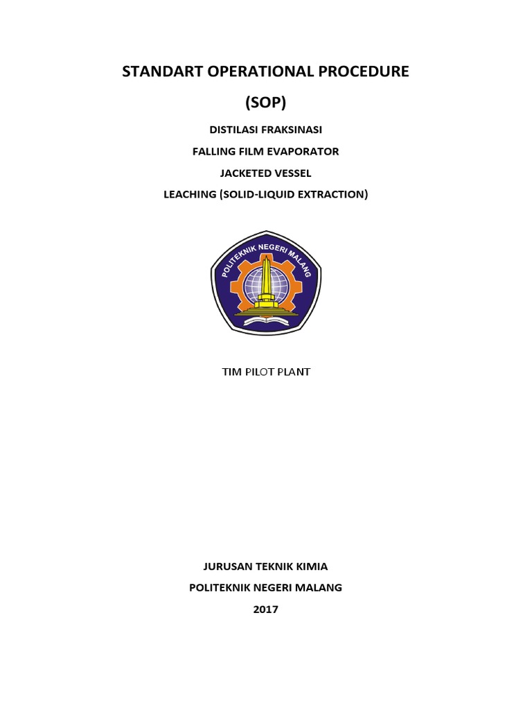 Sop Pilot Plant PDF | PDF