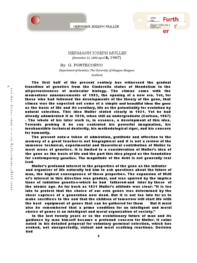 Hermann Joseph Muller: Gene Theory Insights | PDF | Mutation | Evolution