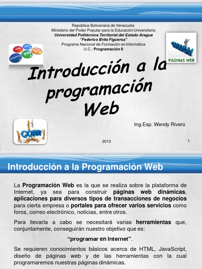 Introduccion A La Programacion Web | Descargar gratis PDF | Servidor web | Internet y web