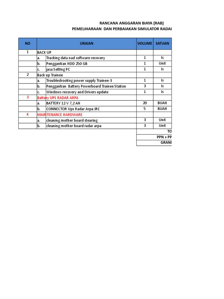 Contoh RAB POMPA | PDF | Operating System Families | Office Equipment