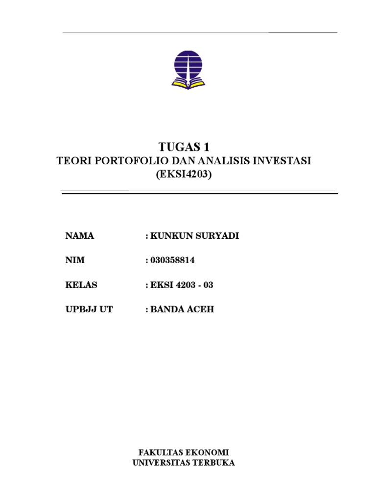 Tugas 1 - Teori Portofolio Dan Analisis Investasi - 030358814 | PDF