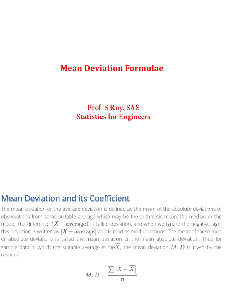 Mean Deviation Formula - Material 3 | PDF
