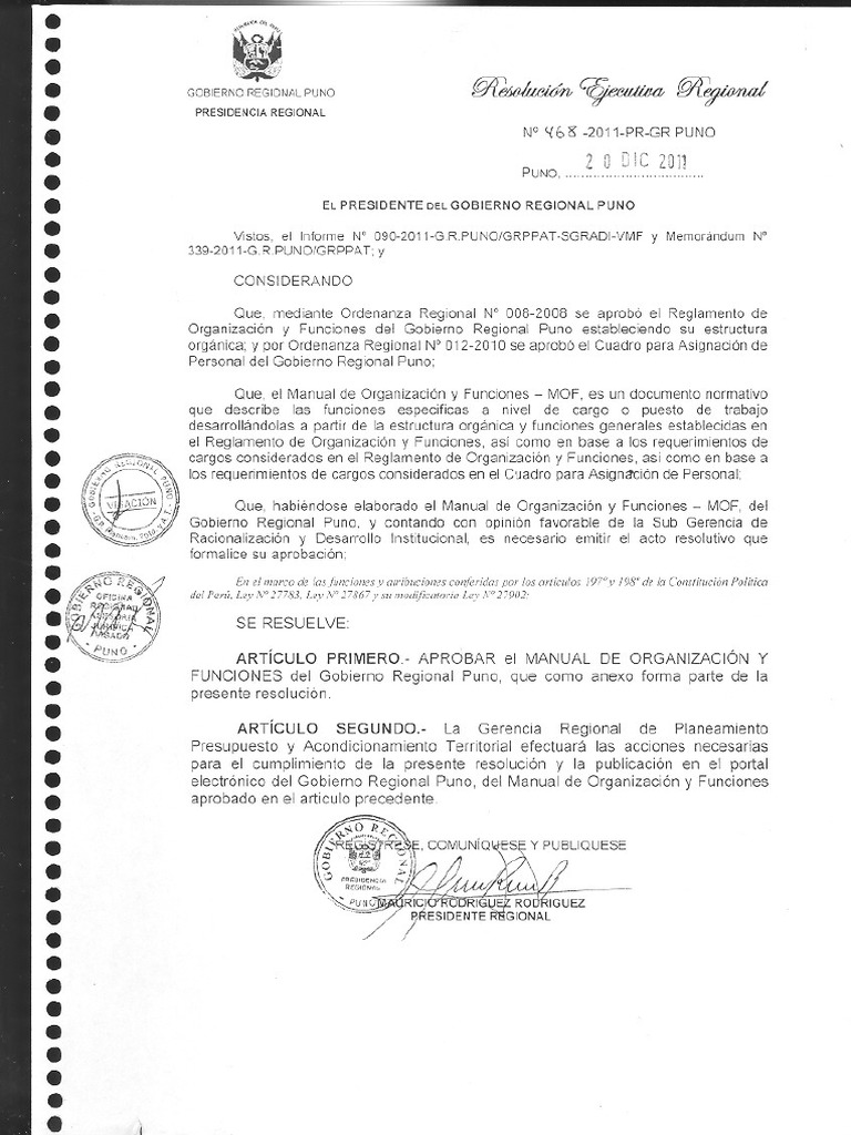 MOF Gob Reg Uno | PDF