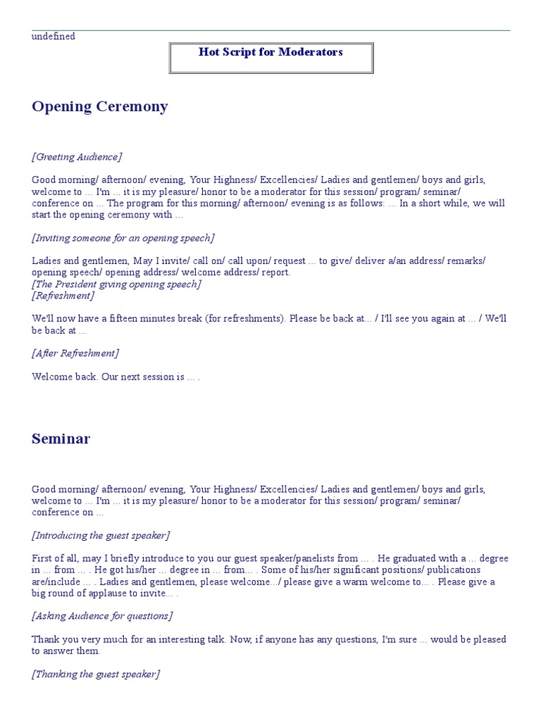 Hot Script For Moderators | PDF