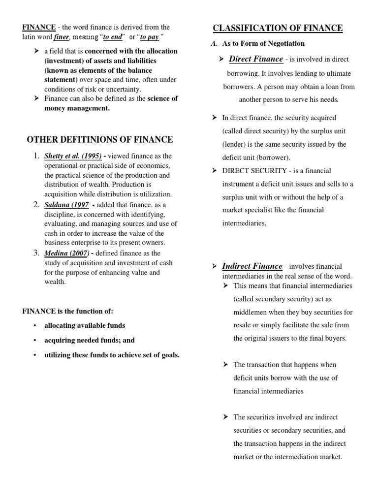 Classification of Finance: A. As To Form of Negotiation | PDF ...