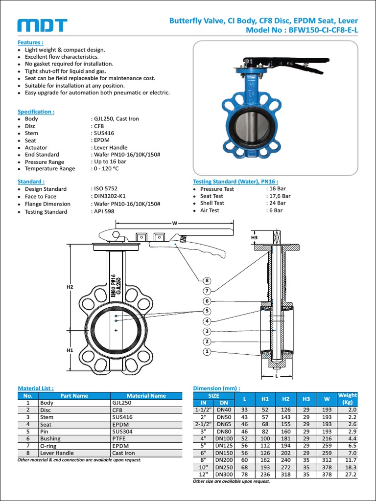 MDT 2017 Bro BFW150 L | PDF | Valve | Chemical Engineering