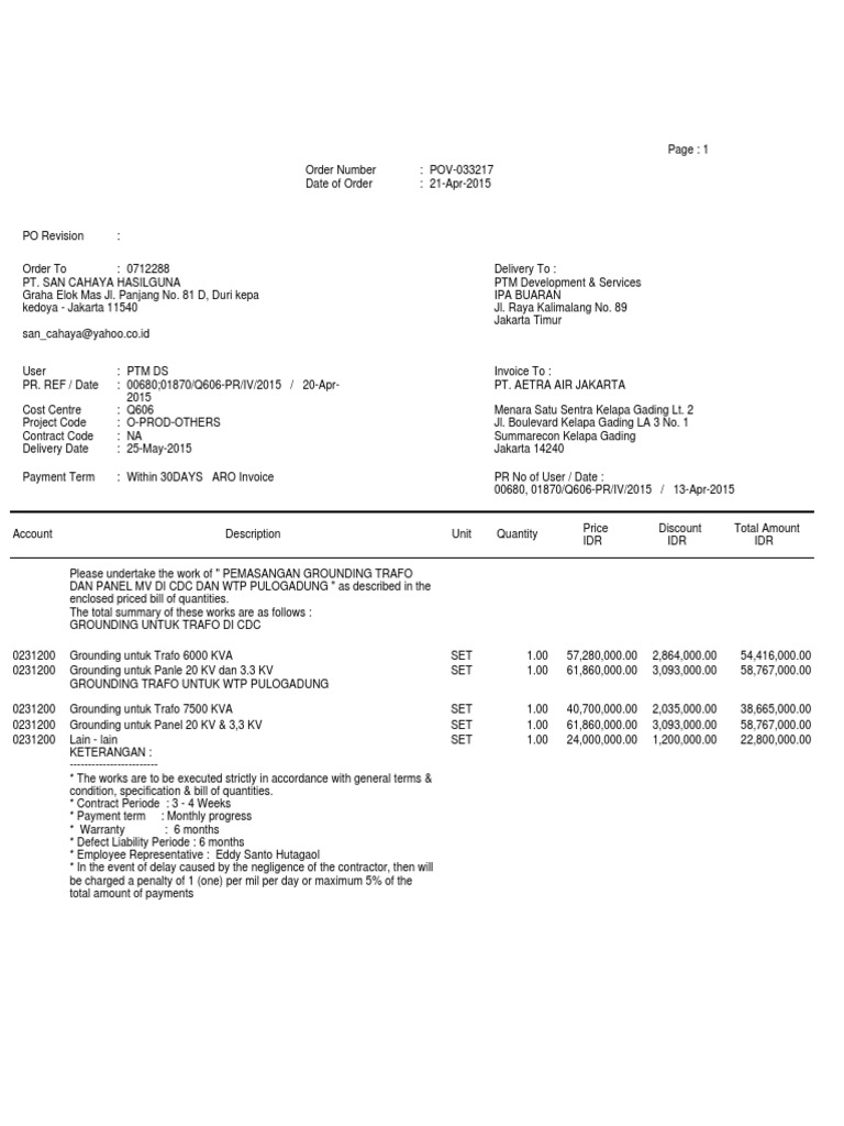 Grounding Untuk Trafo 6000 KVA | PDF | Invoice | Government Finances