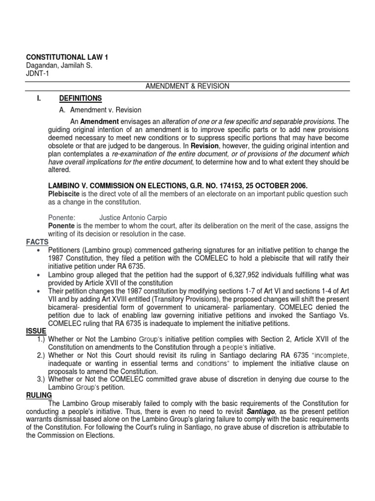 Amendment & Revision | PDF | Constitutional Amendment | United States ...