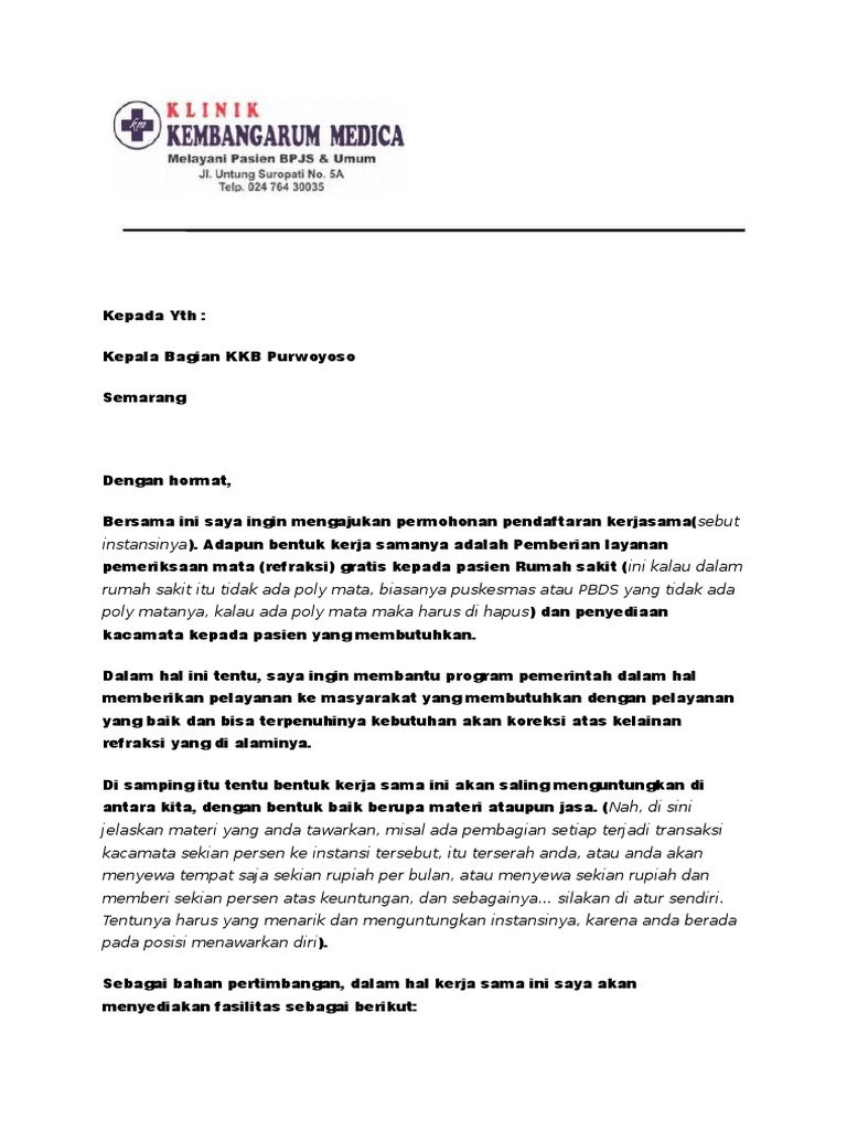 Contoh Surat Permohonan KB | PDF