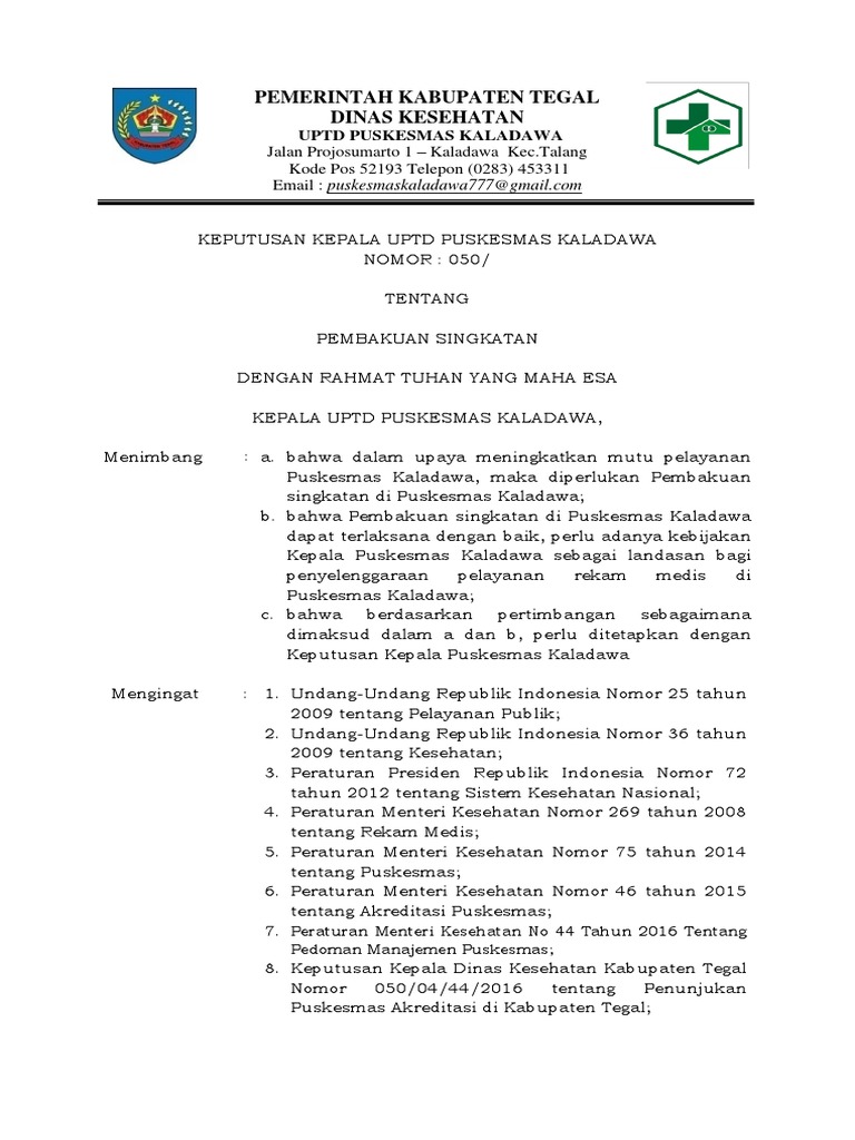 SK Pembakuan Singkatan | PDF