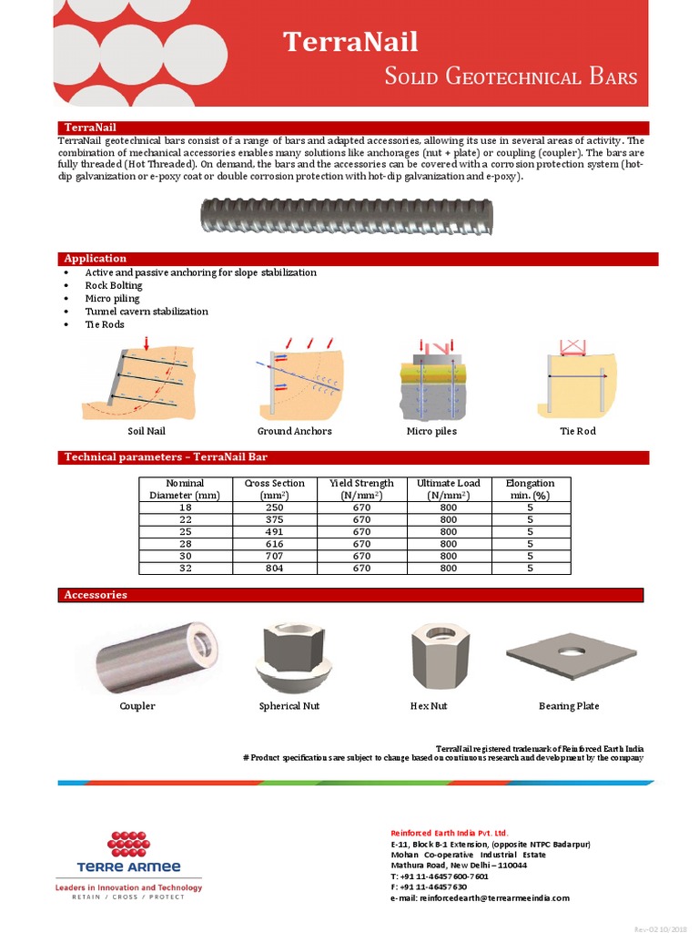 TerraNail Solid Data Sheet - 010419 | PDF | Galvanization | Geotechnical Engineering
