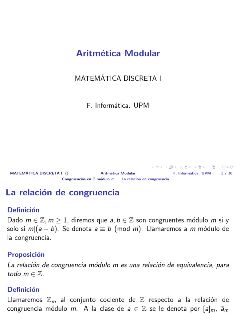 Aritmetica Modular | PDF | Matemáticas discretas | Conceptos matemáticos