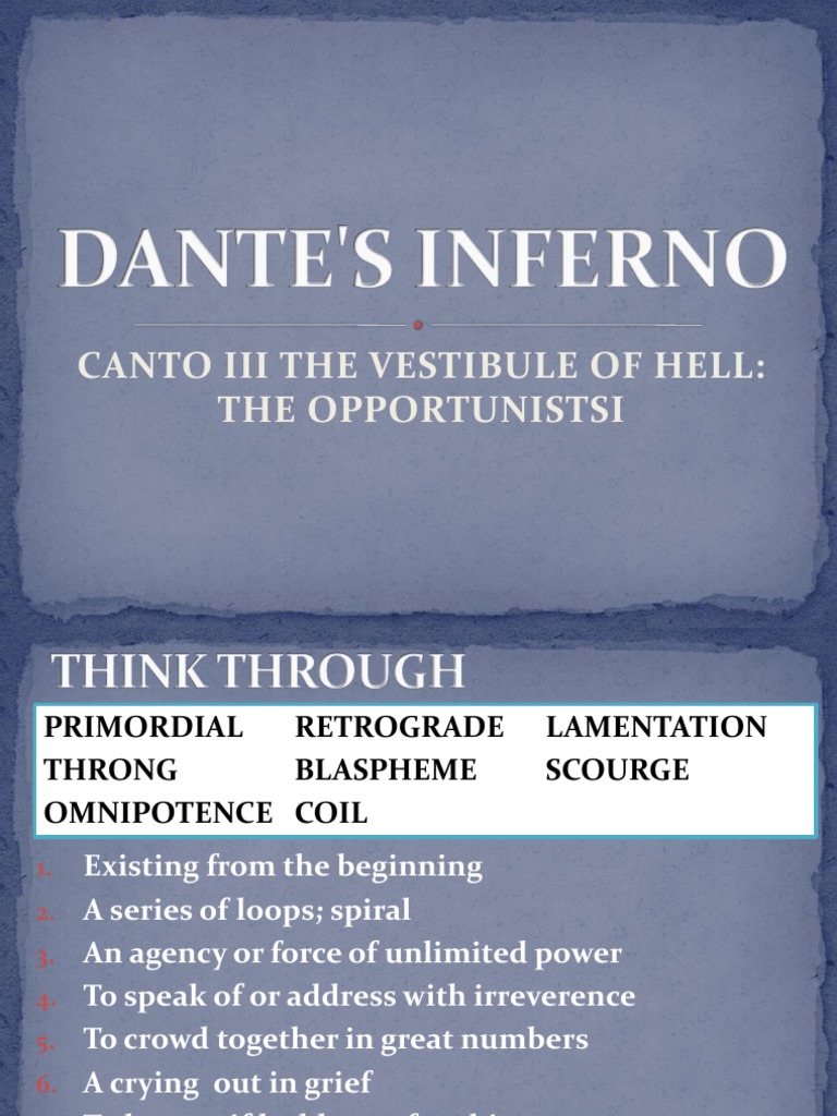 Canto Iii The Vestibule of Hell: The Opportunistsi | PDF | Divine ...