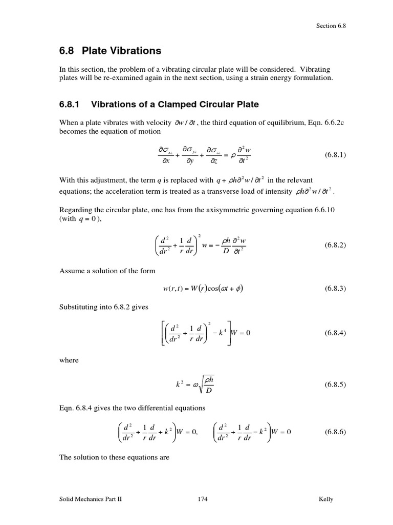 06 PlateTheory 08 Vibrations | PDF | Normal Mode | Equations
