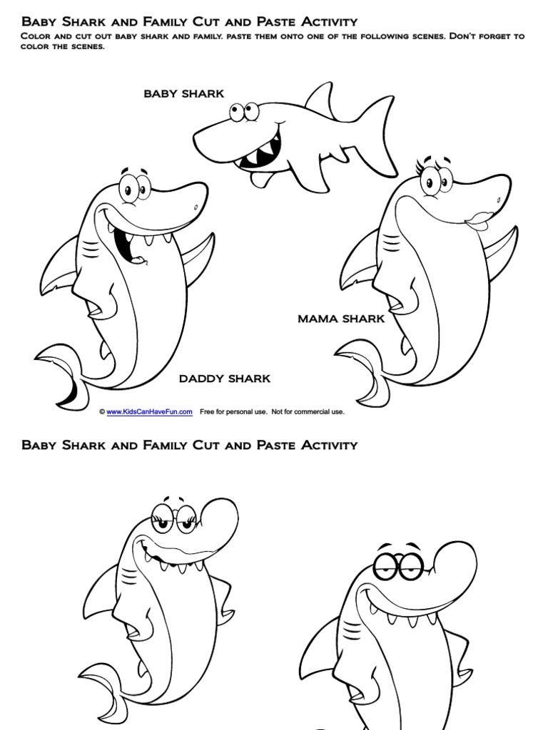 Baby Shark and Family Cut and Paste Activity | PDF