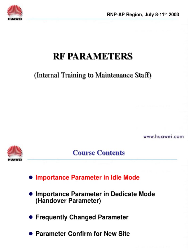 Training To Maintenance 2 (RF Parameters) | PDF | Radio Technology ...