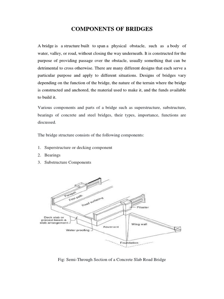 Components of Bridges: 1. Superstructure or Decking Component 2 ...
