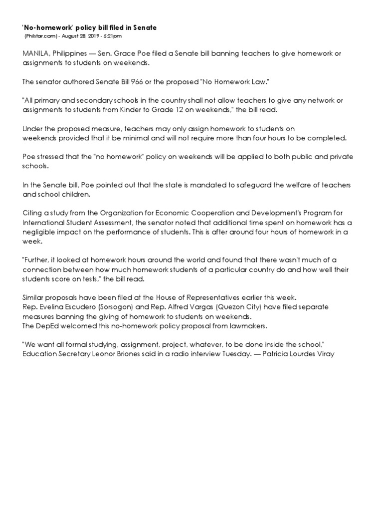 No Assignment Policy | PDF | Homework | Government