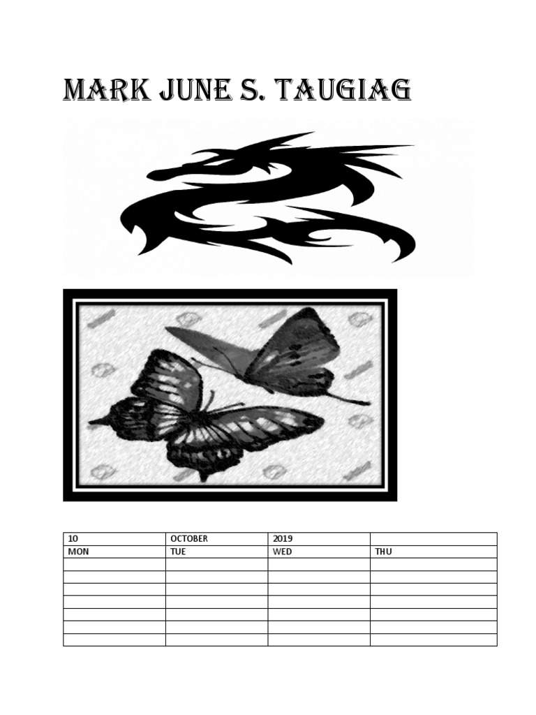 Mark June S. Taugiag: 10 October 2019 MON TUE WED THU | PDF