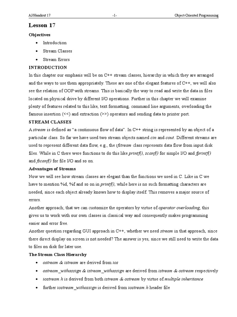 17 Io Streams Pdf Class Computer Programming Method Computer Programming