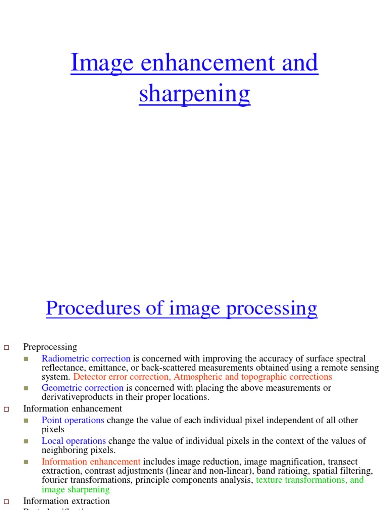 Image Enhancement and Sharpening | PDF | Remote Sensing | Imaging