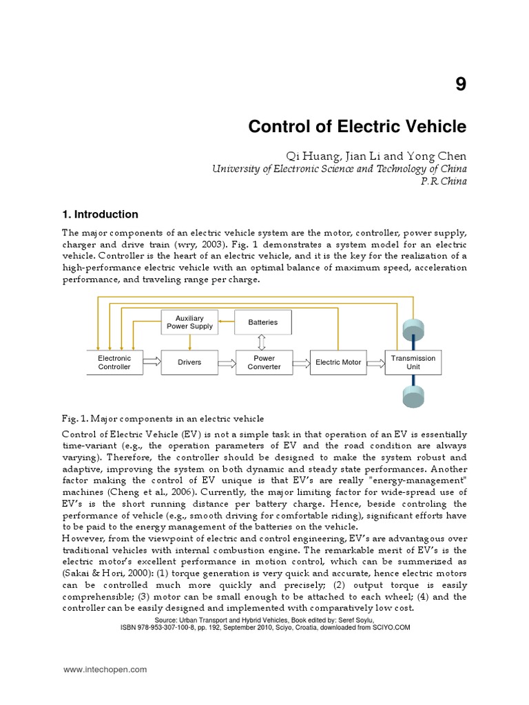 InTech-Control of Electric Vehicle | PDF | Electric Motor | Electric ...