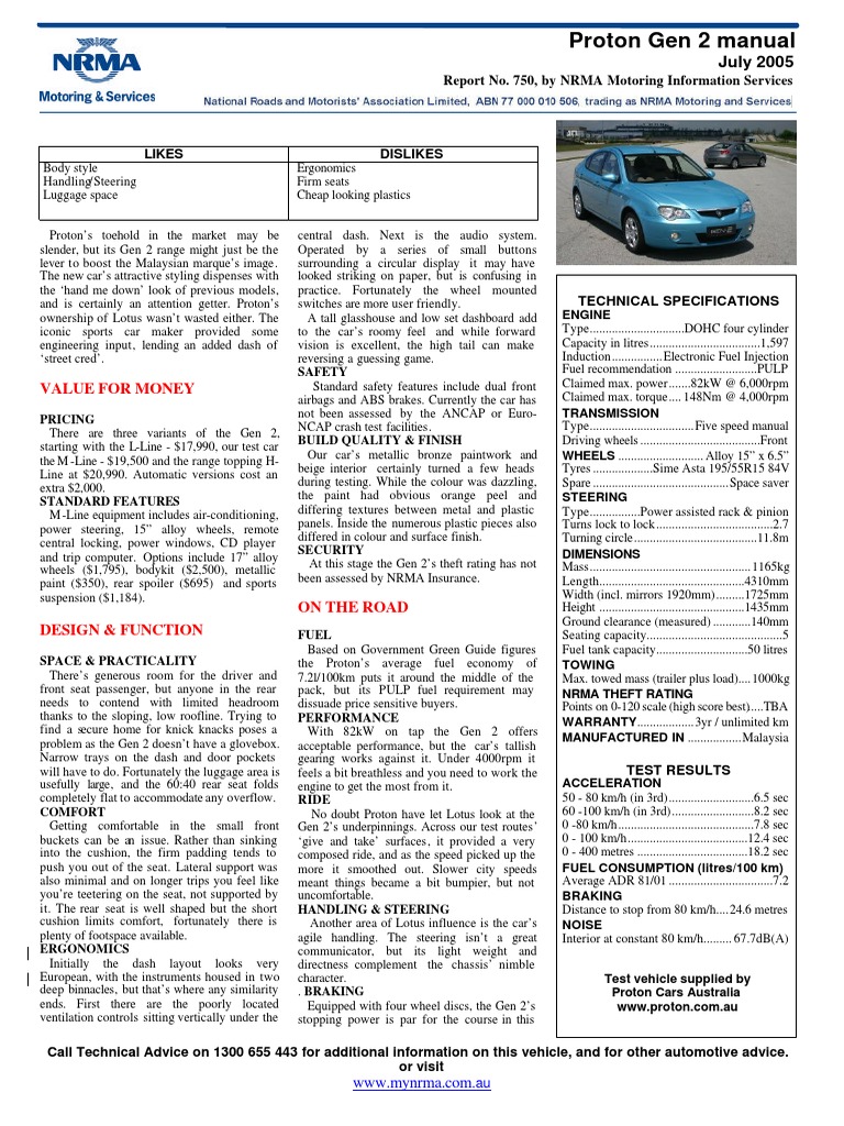 Proton Gen 2 Overview and Specifications | PDF | Car | Motor Vehicle