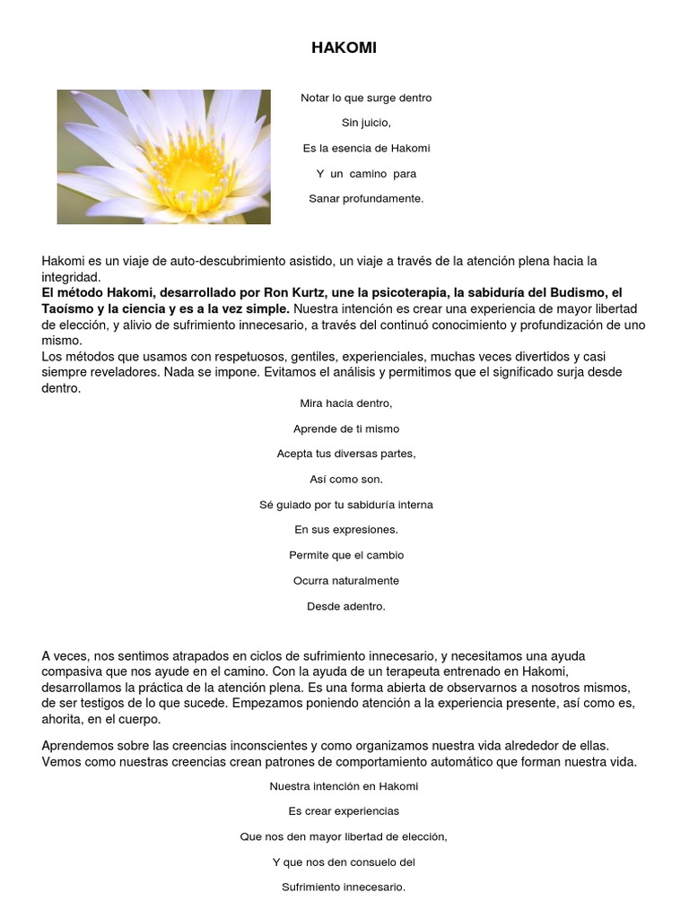 El Método Hakomi | PDF | Psicoterapia | Ciencia cognitiva