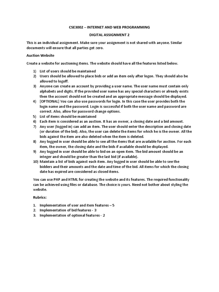 Cse3002 - Internet and Web Programming Digital Assignment 2 | PDF
