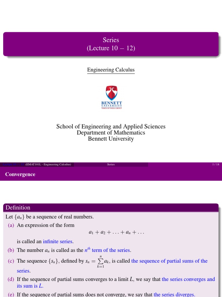 Lecture On Series. | PDF | Series (Mathematics) | Sequence