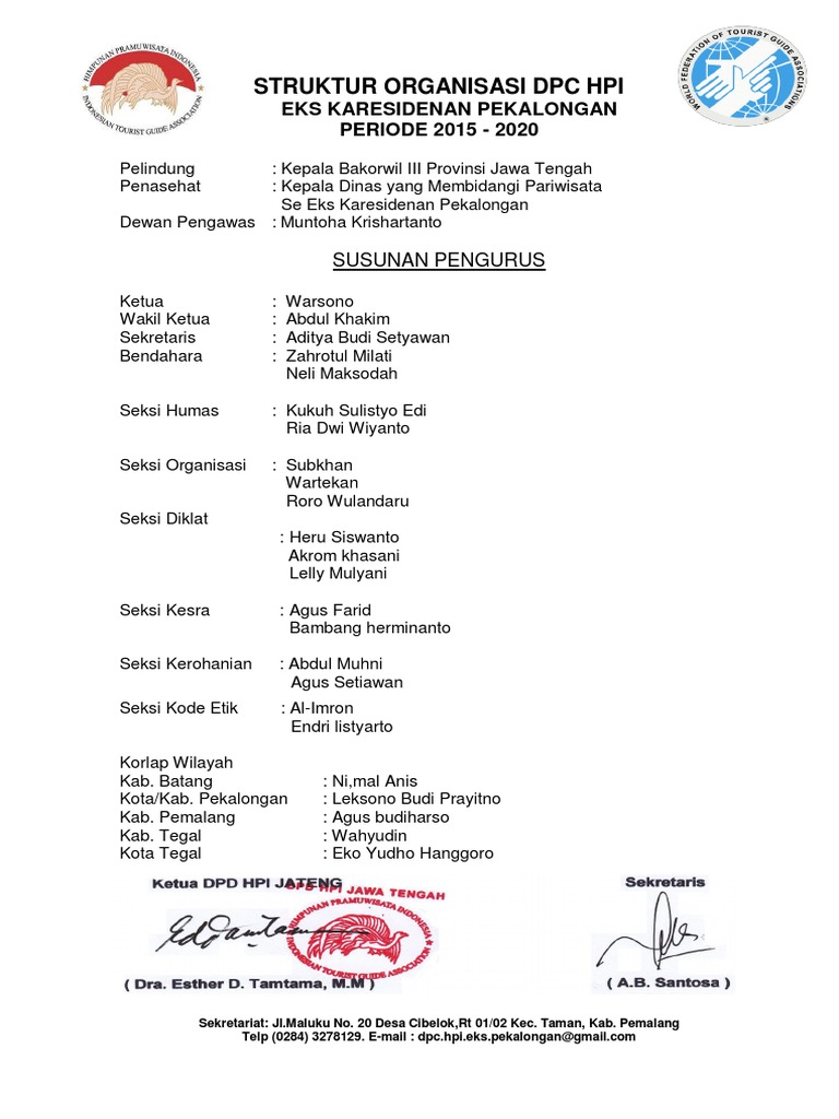Susunan Pengurus DPC Hpi Eks PKL | PDF