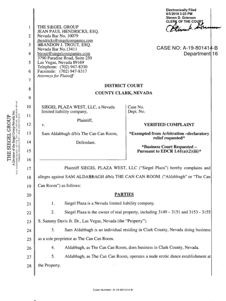 Can Can Room Lawsuit | PDF | Eviction | Nevada