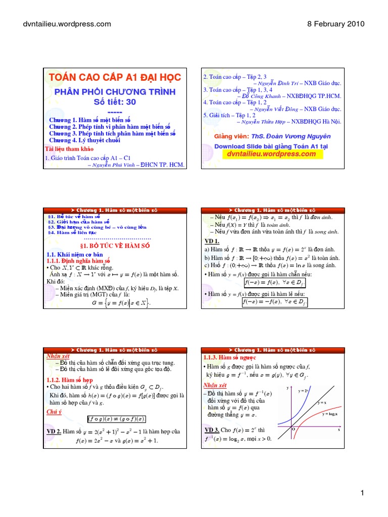 Toan Cao Cap A1 PDF | PDF