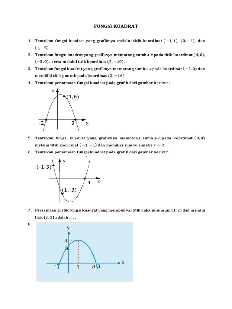 Soal Fungsi Kuadrat | PDF | Metode & Bahan Ajar | Sains & Matematika