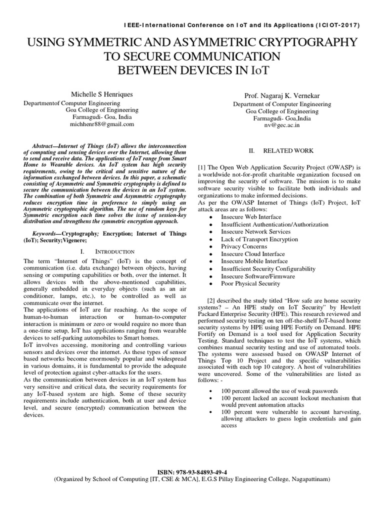 Using Symmetric and Asymmetric Cryptography | PDF | Cryptography | Internet Of Things