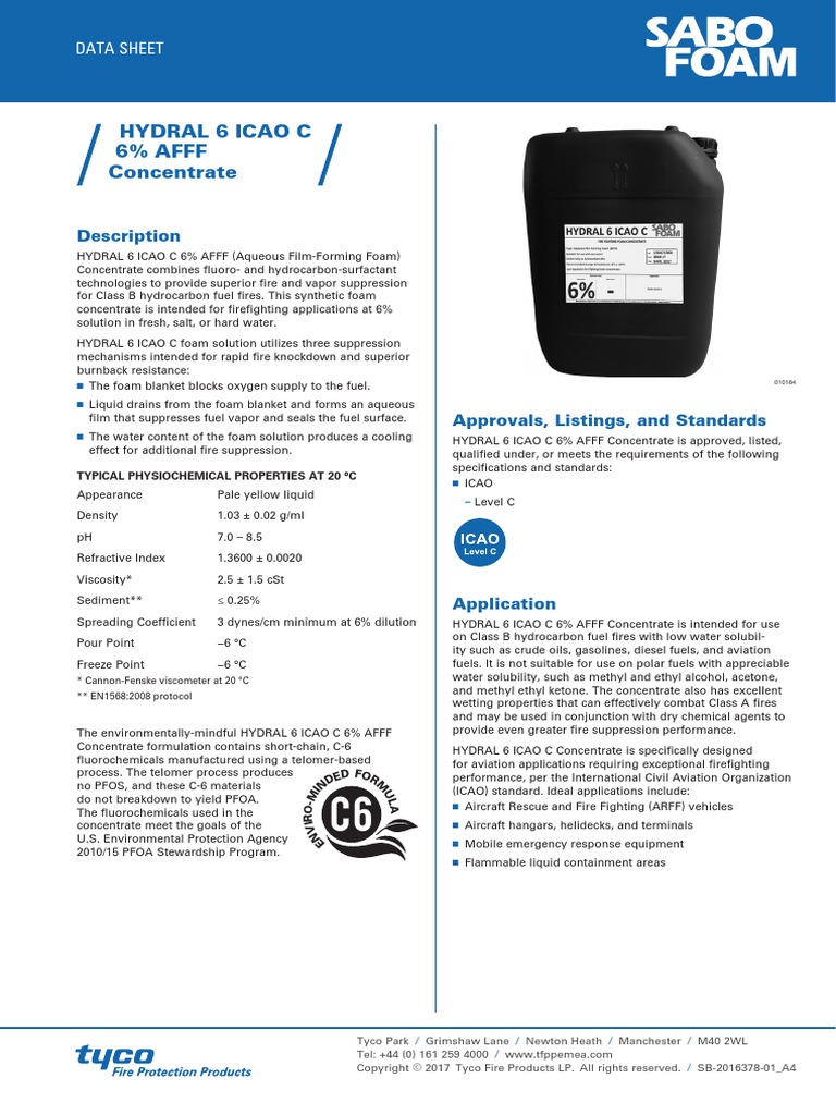 Hydral 6 Icao C 6 Percent Afff | PDF | Chemical Substances | Chemistry