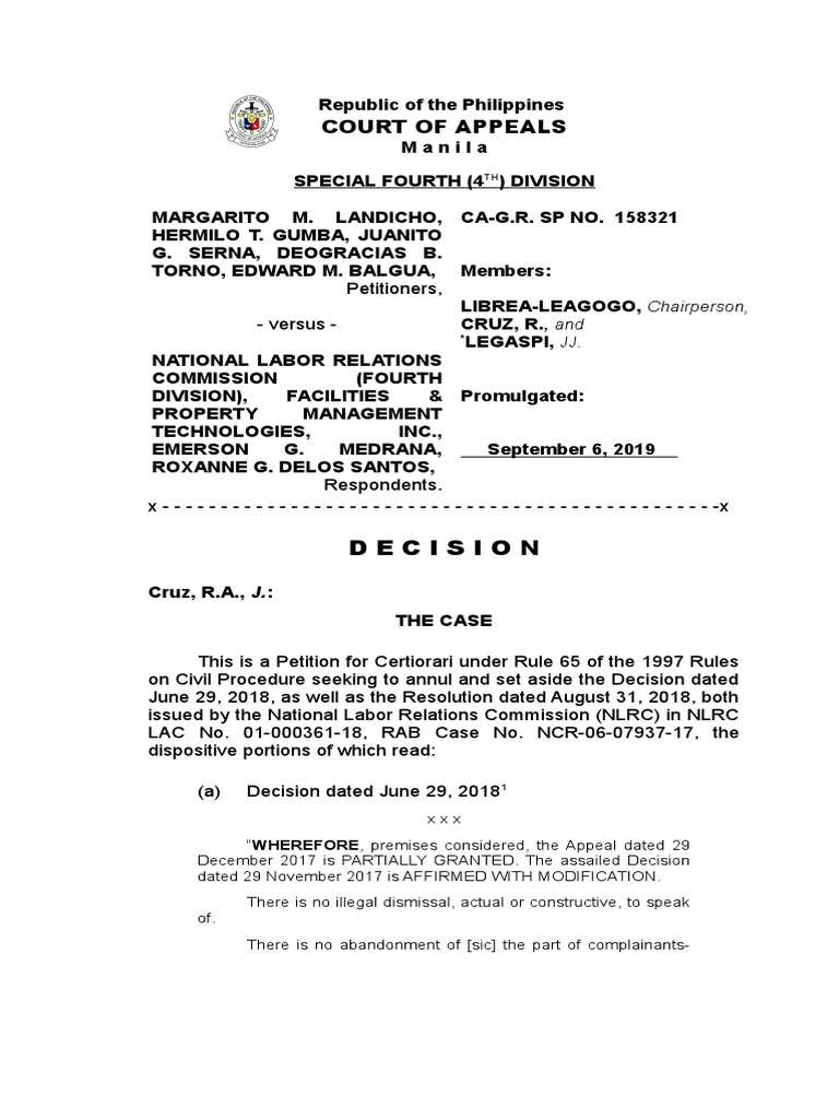 Court of Appeals: Decision | PDF | Employment | Judgment (Law)